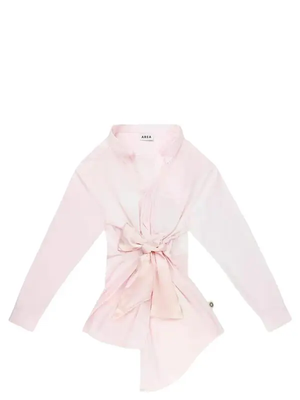 AREA Satin-knot Oxford Shirt Dress - Pink