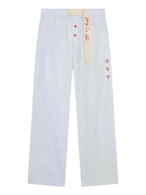 Mira Mikati Embroidered Heart Stripe Trousers - White