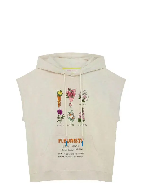Mira Mikati Graphic Sleeveless Hoodie - Neutrals