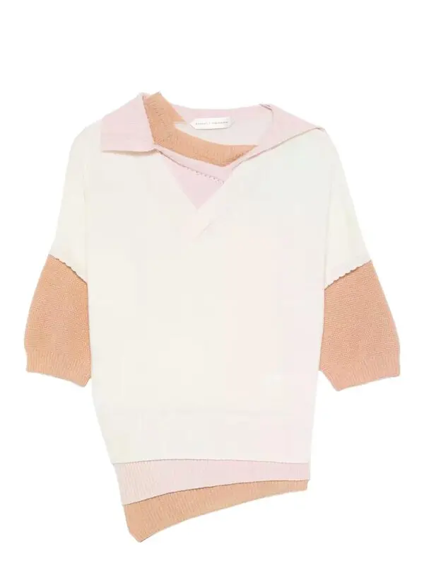 AUGUST BARRON Layered Effect V-neck T-shirt - Neutrals