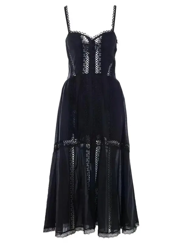 Charo Ruiz Ibiza Embroidered Sweetheart Neck Dress - Black