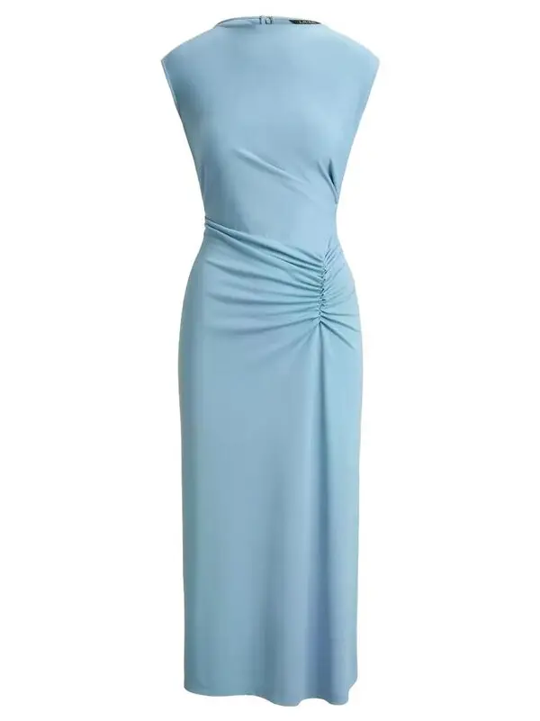 Ralph Lauren Pleated Cap-sleeve Midi Dress - Blue