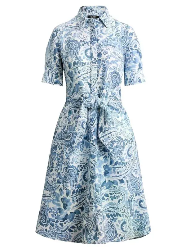 Ralph Lauren Paisley Print Tie-front Midi Dress - Blue