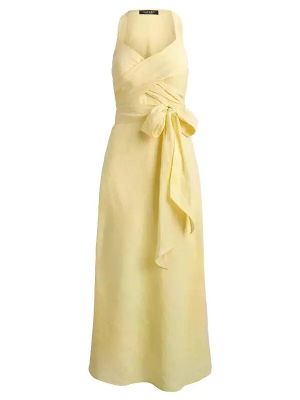 Ralph Lauren Striped Halterneck Midi Dress - Yellow