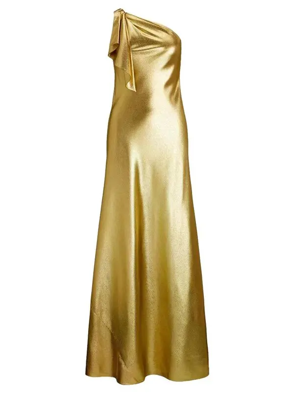 Ralph Lauren Metallic One-shoulder Maxi Gown - Gold