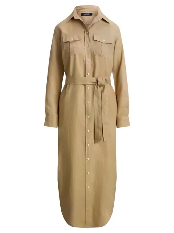 Ralph Lauren Belted Patch-pocket Midi Shirtdress - Neutrals