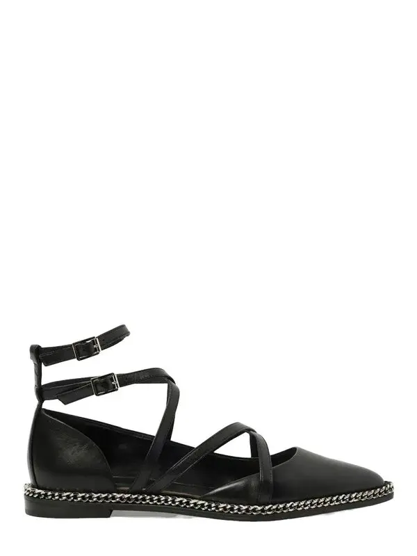 LANVIN Chain-trimmed Laced Ballet Flats - Black