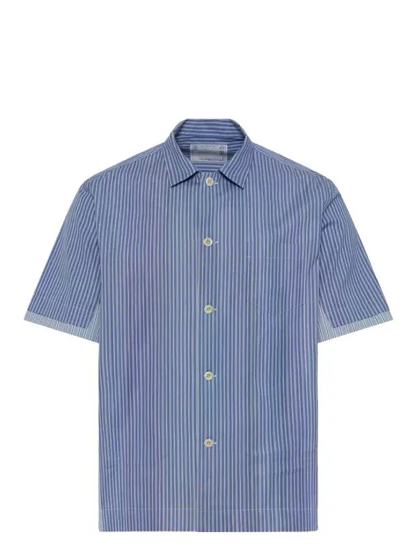 Sacai Stripe-print Poplin Shirt - Blue