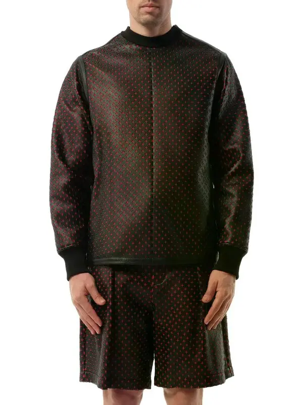 Givenchy Perforated Leather Sweater With Cross Motif - Black