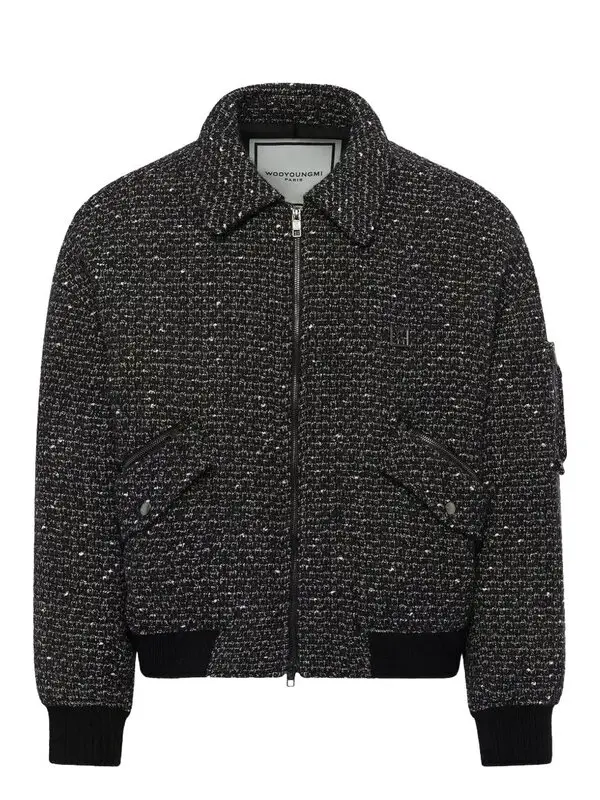 WOOYOUNGMI Tweed Zip-up Bomber Jacket - Black