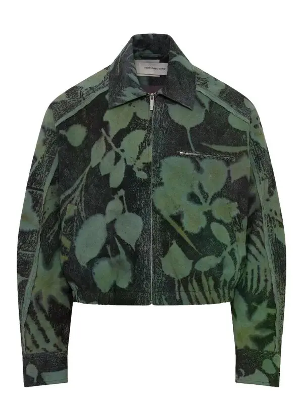 FENG CHEN WANG Plant-dye Cropped Bomber Jacket - Green