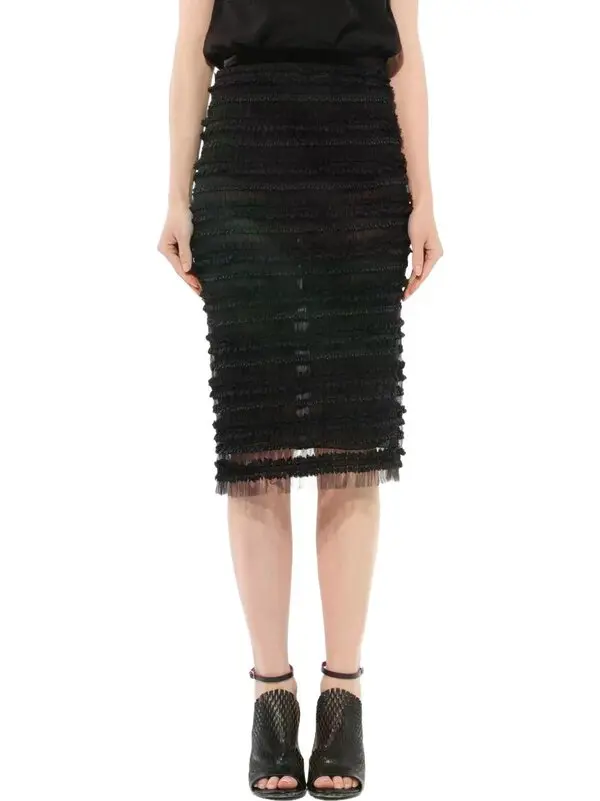Givenchy Ruffled Tulle Midi Skirt - Black