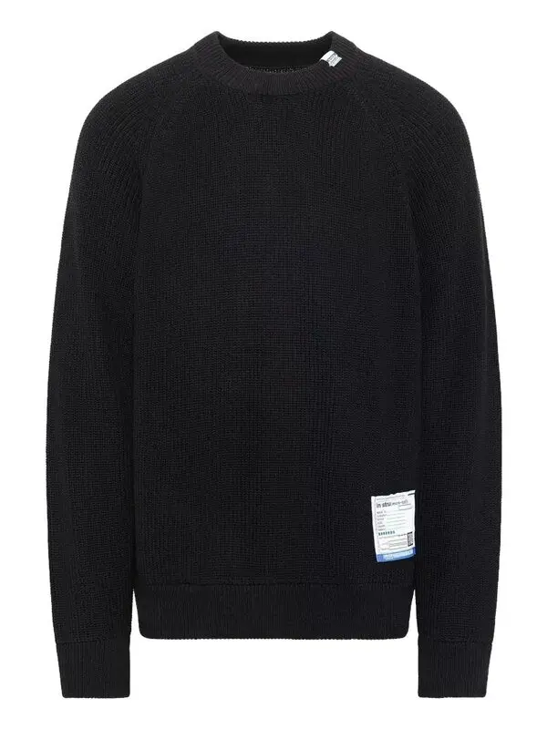 Mihara Yasuhiro Cotton High-density Knit Relaxed Fit Crewneck Sweater - Black