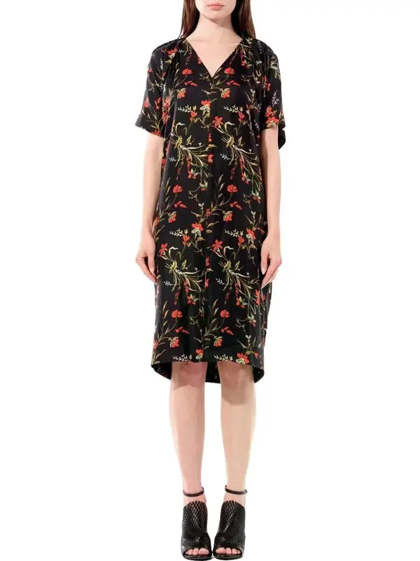 Balenciaga Trompe Floral-print Midi Dress - Black