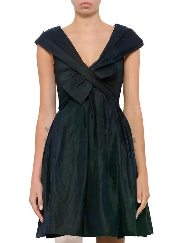LANVIN Bow-detail Pleated Dress - Blue