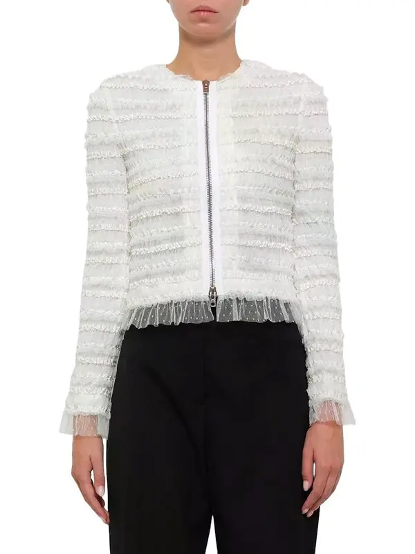 Givenchy Ruffled Sheer-panel Jacket - White