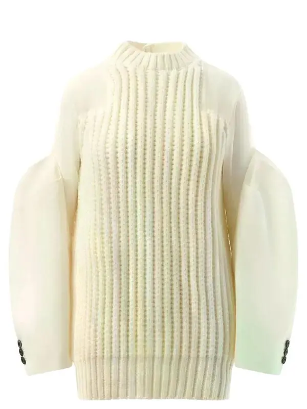 Sacai Layered Ribbed-knit Dress - Neutrals