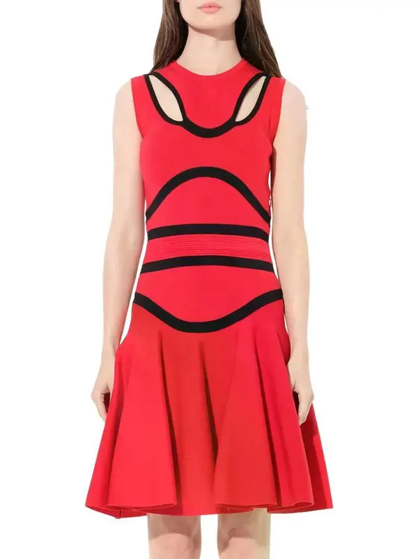 Alexander McQueen Cut-out Intarsia-knit Mini Dress - Red