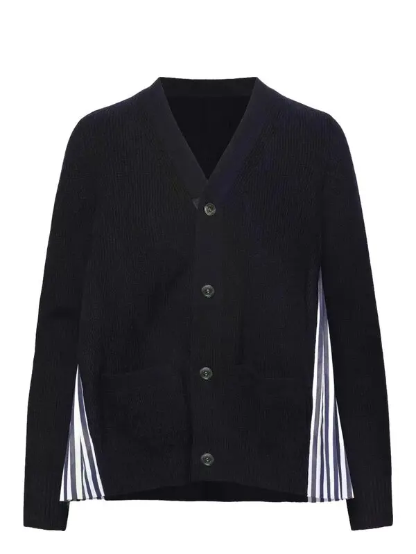 Sacai Pleated Striped Cardigan - Blue