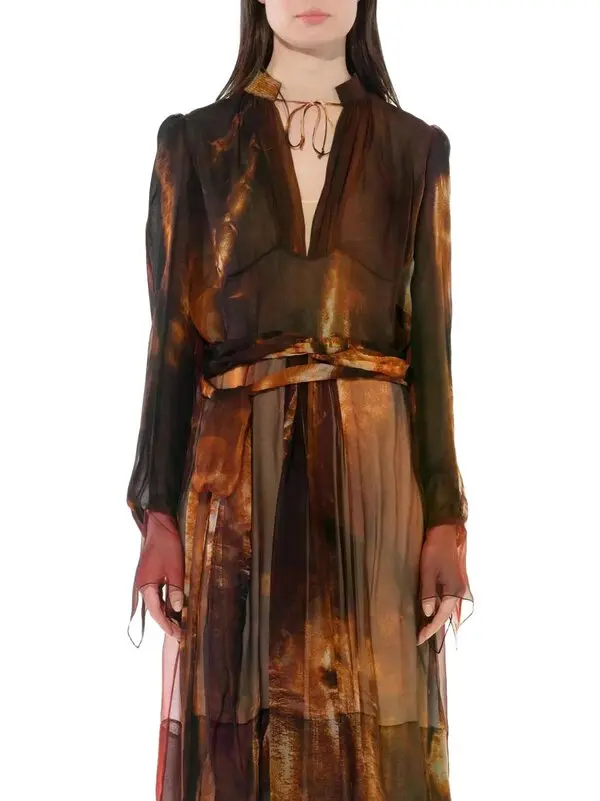 Givenchy Podium Fire-print Dress - Brown