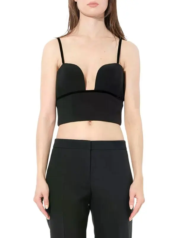 Alexander McQueen Leaf Crepe Cropped Top - Black