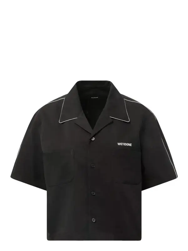 We11Done Logo Embroidered Piping Detail Shirt - Black