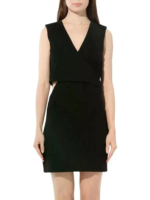 Balmain Leather Sleeveless Wrap Dress With Cut-out Detailing - Black