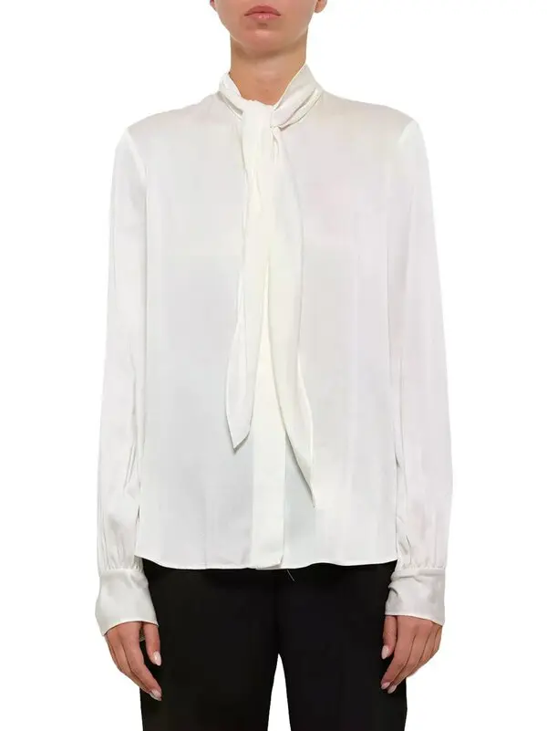 Alexander McQueen Tie-neck Satin Shirt - White