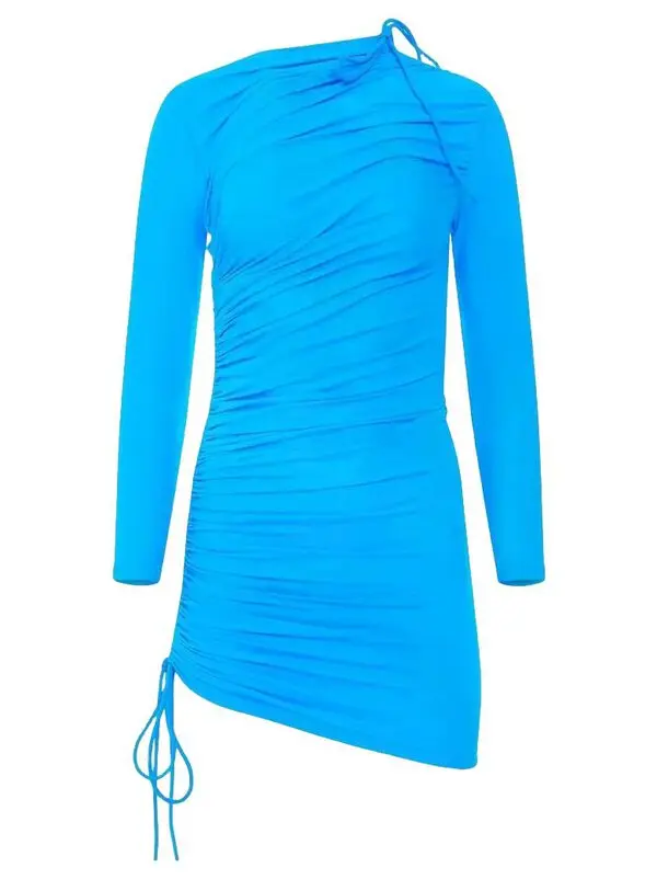 Balenciaga Gathered Drawstring Dress - Blue
