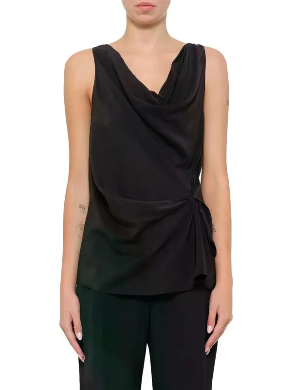 LANVIN Draped Knot Detail Blouse - Black