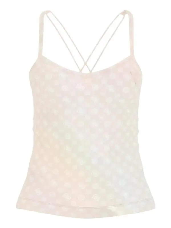 Guess Monogram Print Scoop Neck Top - Pink