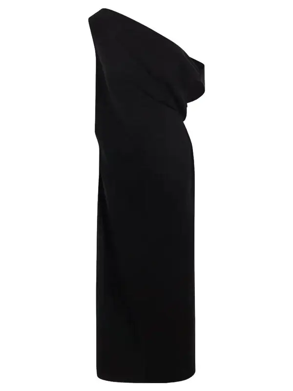 Co One-shoulder Draped Midi Dress - Black