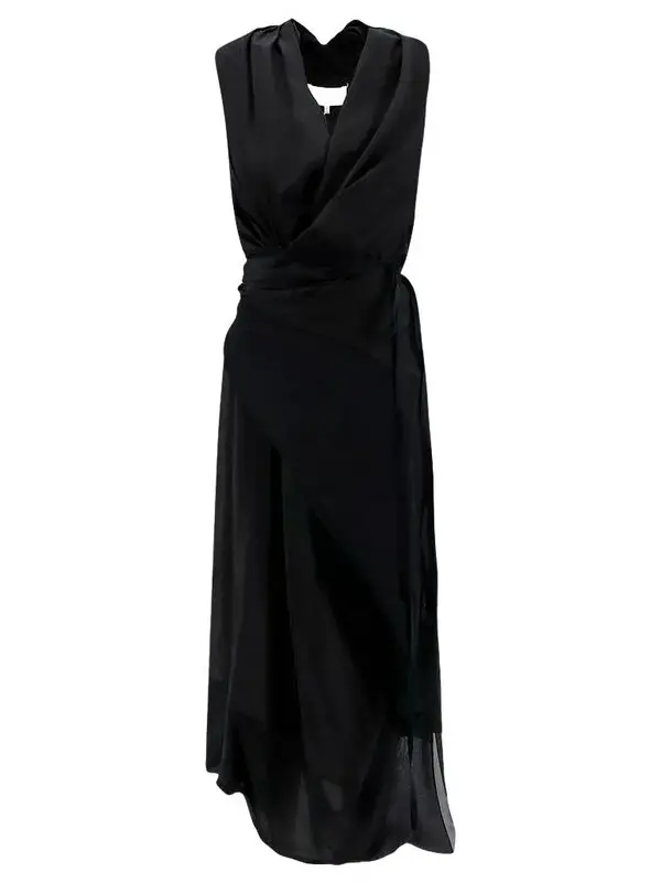 MAISON MARGIELA Draped Wrap Midi Dress - Black