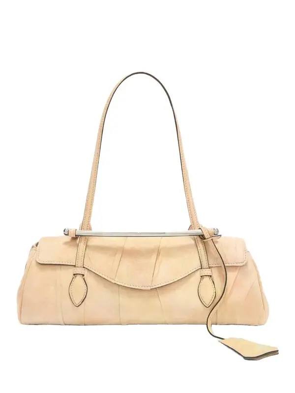 Ermanno Scervino Suede Shoulder Bag With Silver-tone Bar Detail - Neutrals