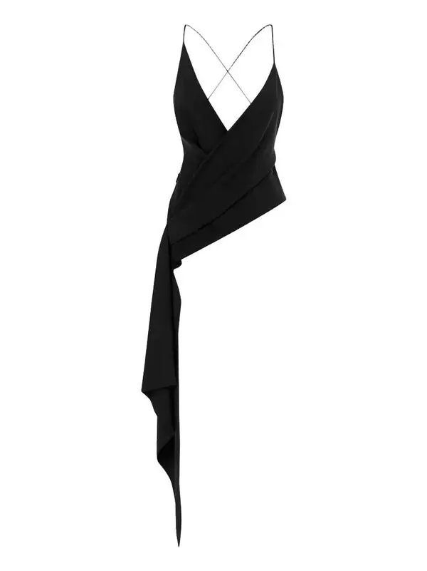 Alex Perry Asymmetrical Wrap-style Top - Black