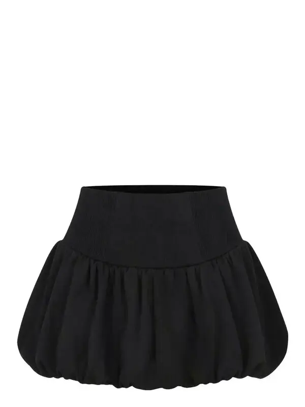 FLEUR DU MAL Bubble-hem Gathered Mini Skirt - Black