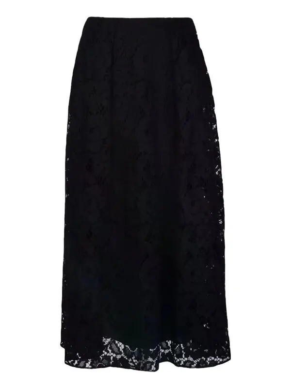 Elie Saab Floral Embroidered Midi Skirt - Black