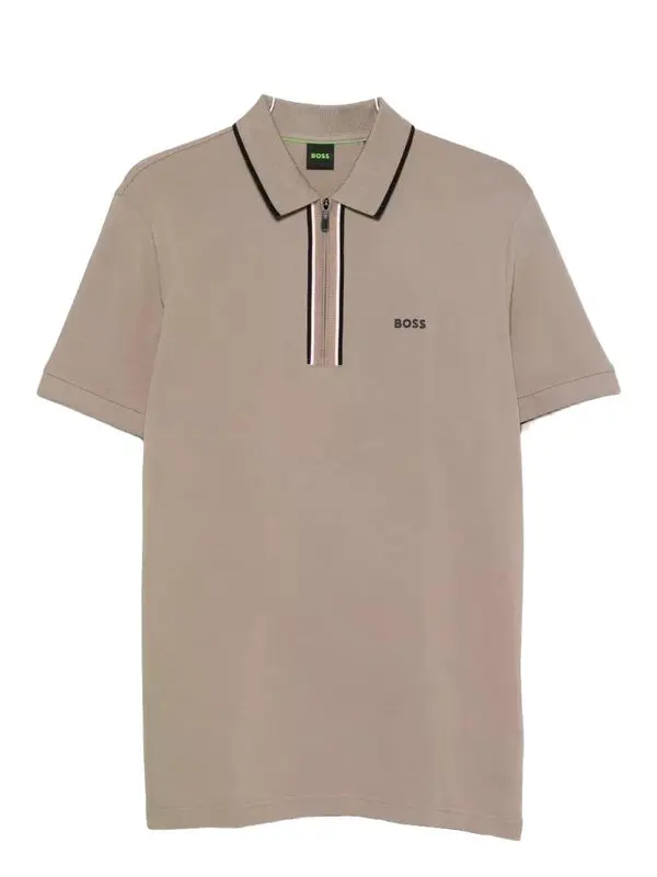 BOSS Philix Zip-fastening Polo Shirt - Neutrals