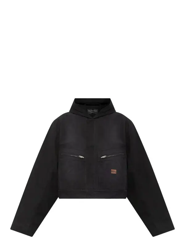 Balenciaga Zip-up Hooded Jacket - Black