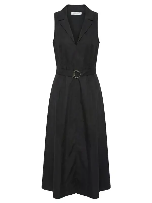 Patrizia Pepe Belted Sleeveless Midi Dress - Black
