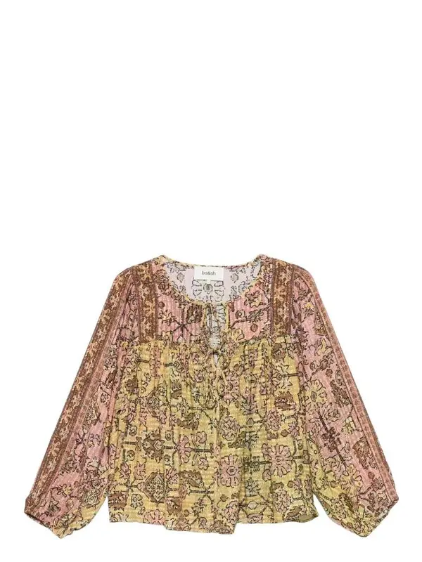 Ba&sh Printed Tie-fastening Blouse - Yellow
