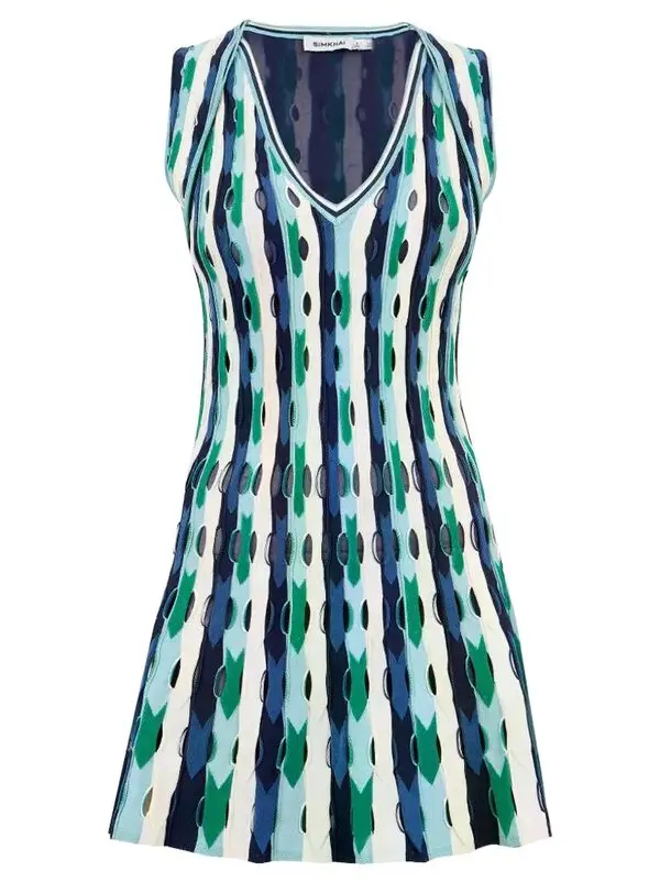 Simkhai Langley Pointelle-knit Mini Dress - Blue