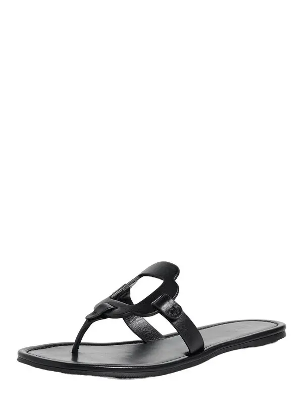 Larroude Margherita Thong Sandals - Black Leather