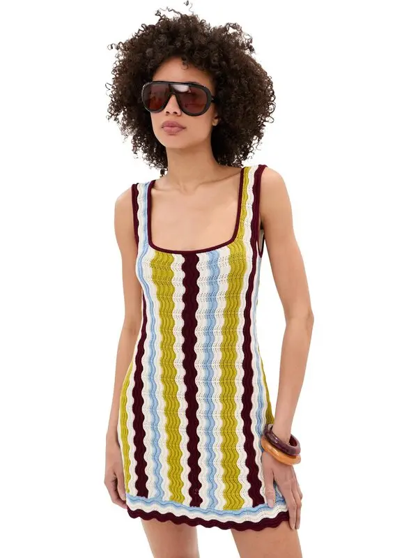 LE BOP Nadia Wavy Stripe Mini Dress - Citrine Stripe