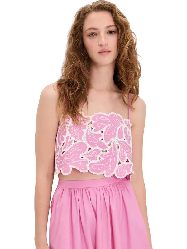 Cinq À Sept Paisley Bloom Embroidered Caterina Top - Rosewater Pink/white