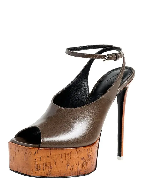 Attico Ornella Platform Stiletto Sandals - Brown