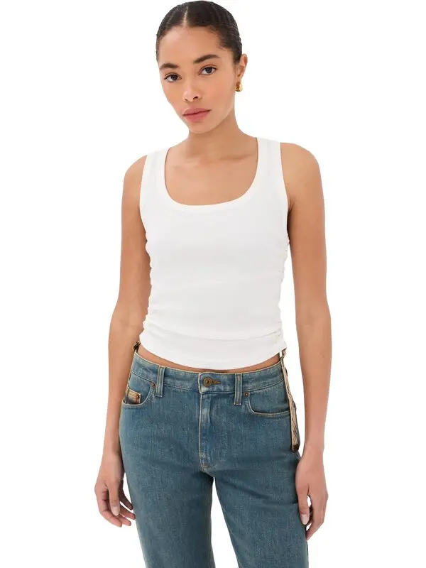 Burberry Ribbed Ruched Tank - Chalk