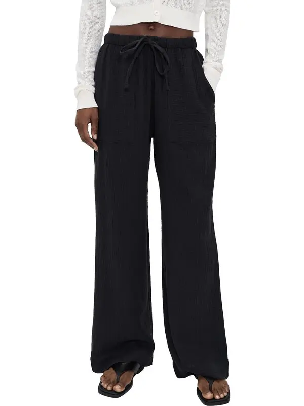 Faherty Brand Relaxed Fit Gauze Trousers - Black