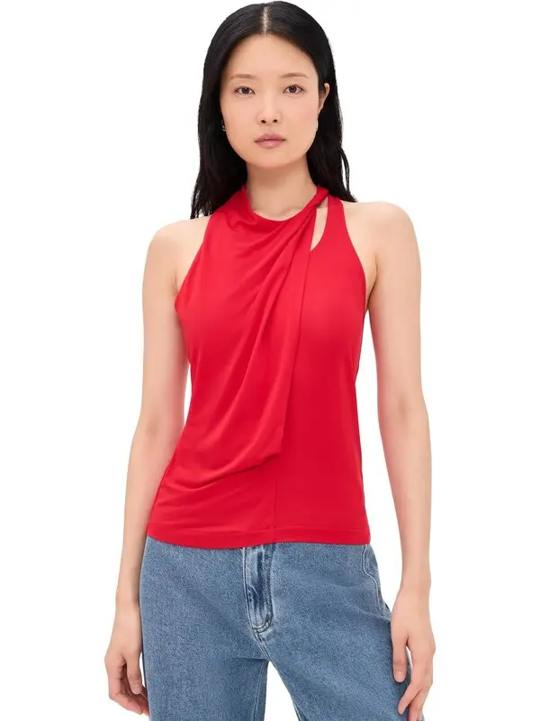 Helmut Lang Asymmetrical Twist Neck Sleeveless Top - Adrenaline Rush
