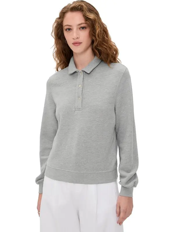 Donni. Eco-terry Polo Sweatshirt - Heather Grey